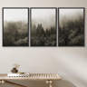 IDEA4WALL Framed Canvas Print Wall Art Woodland Nursery Decor Set Fog & Mist Over Blue Pine Tree ...